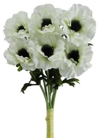 60624WT – 14.5″ Anemone Bundle x6 – White – Webbs Wholesale Florist